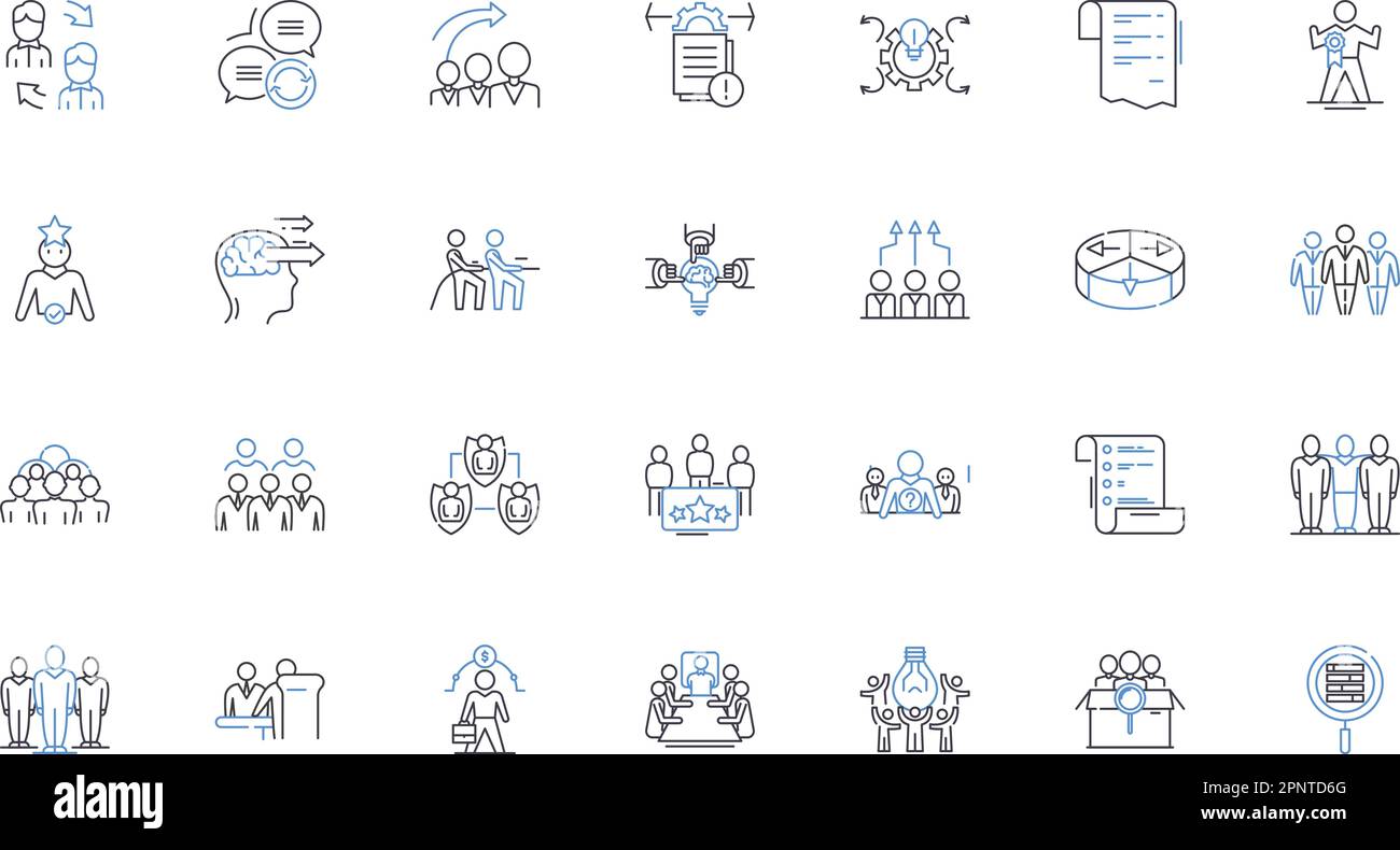 Institution crew line icons collection. Unity, Pride, Hardworking ...