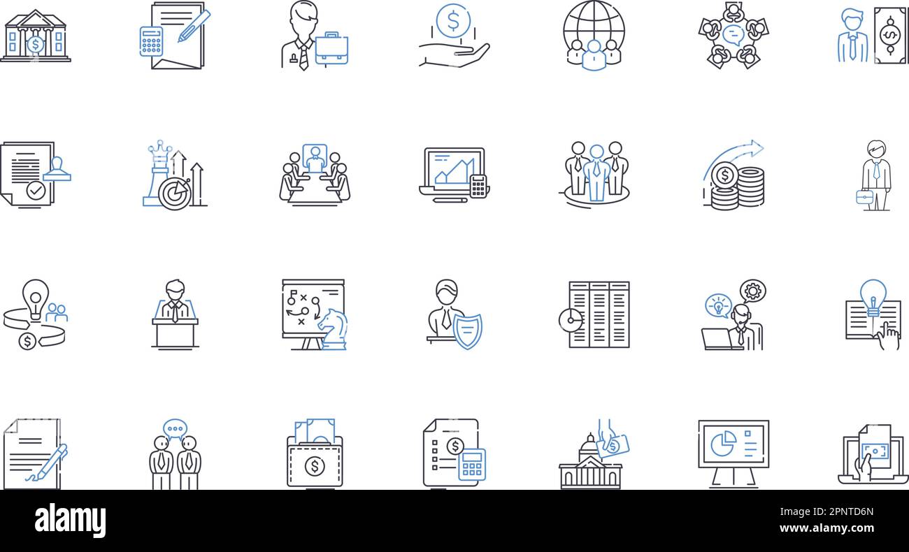 Asset Management Line Icons Collection Investments Portfolio