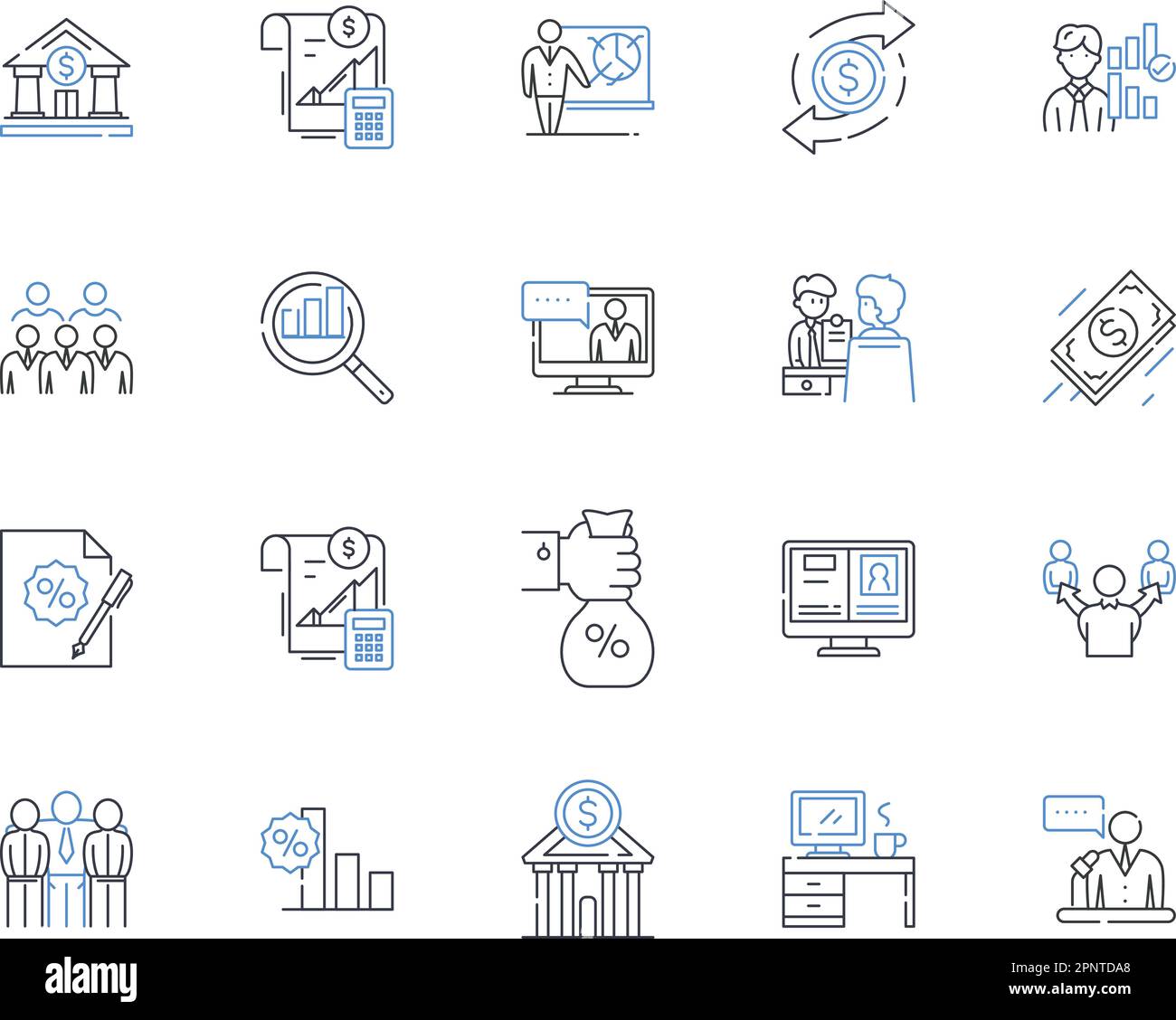 Resource Management Line Icons Collection Allocation Optimization