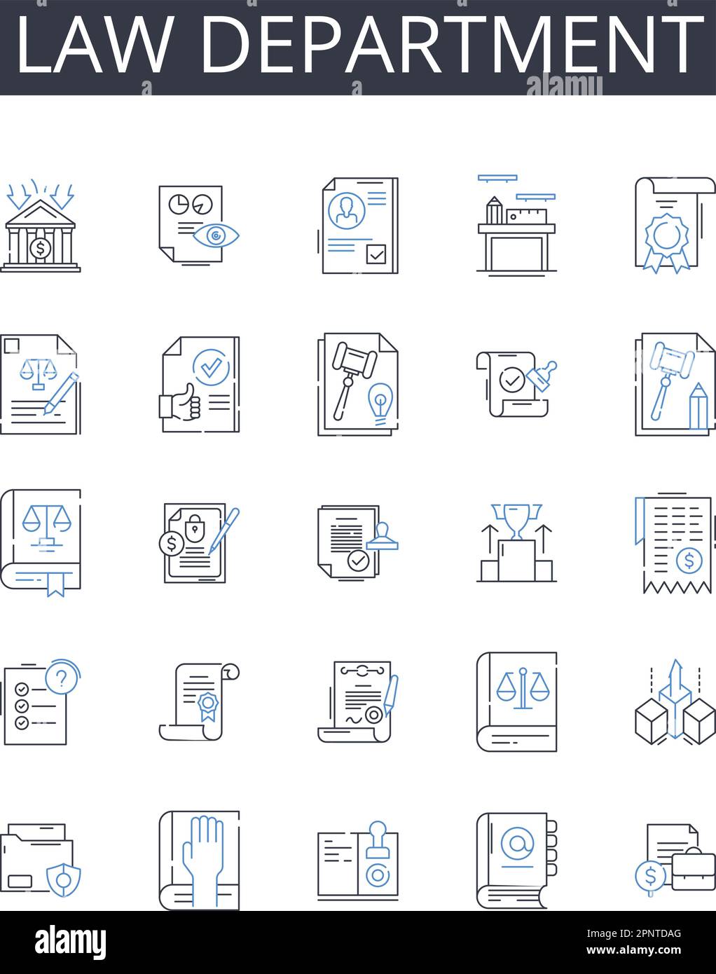 Law department line icons collection. Thrifty, Economical, Fiscal, Cost ...