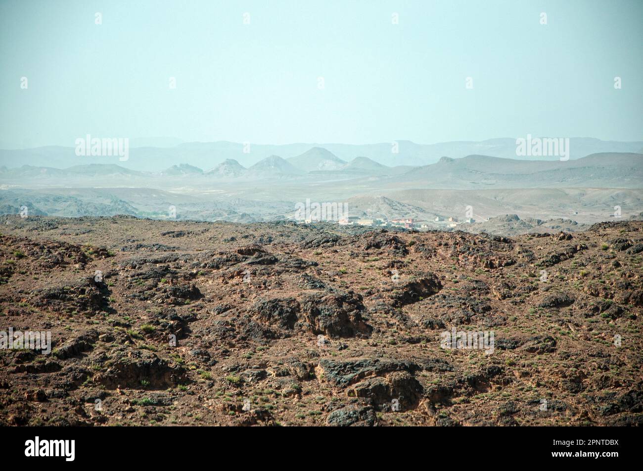 Desert landscapes in Morocco, desolate lands with paths that lead to ...
