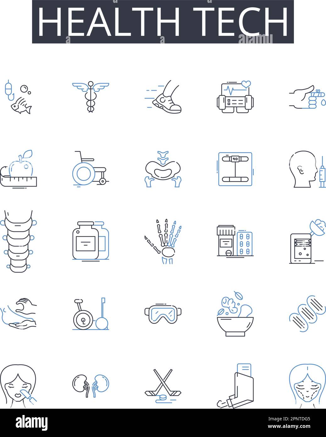 Health tech line icons collection. Medical technology, Digital health ...