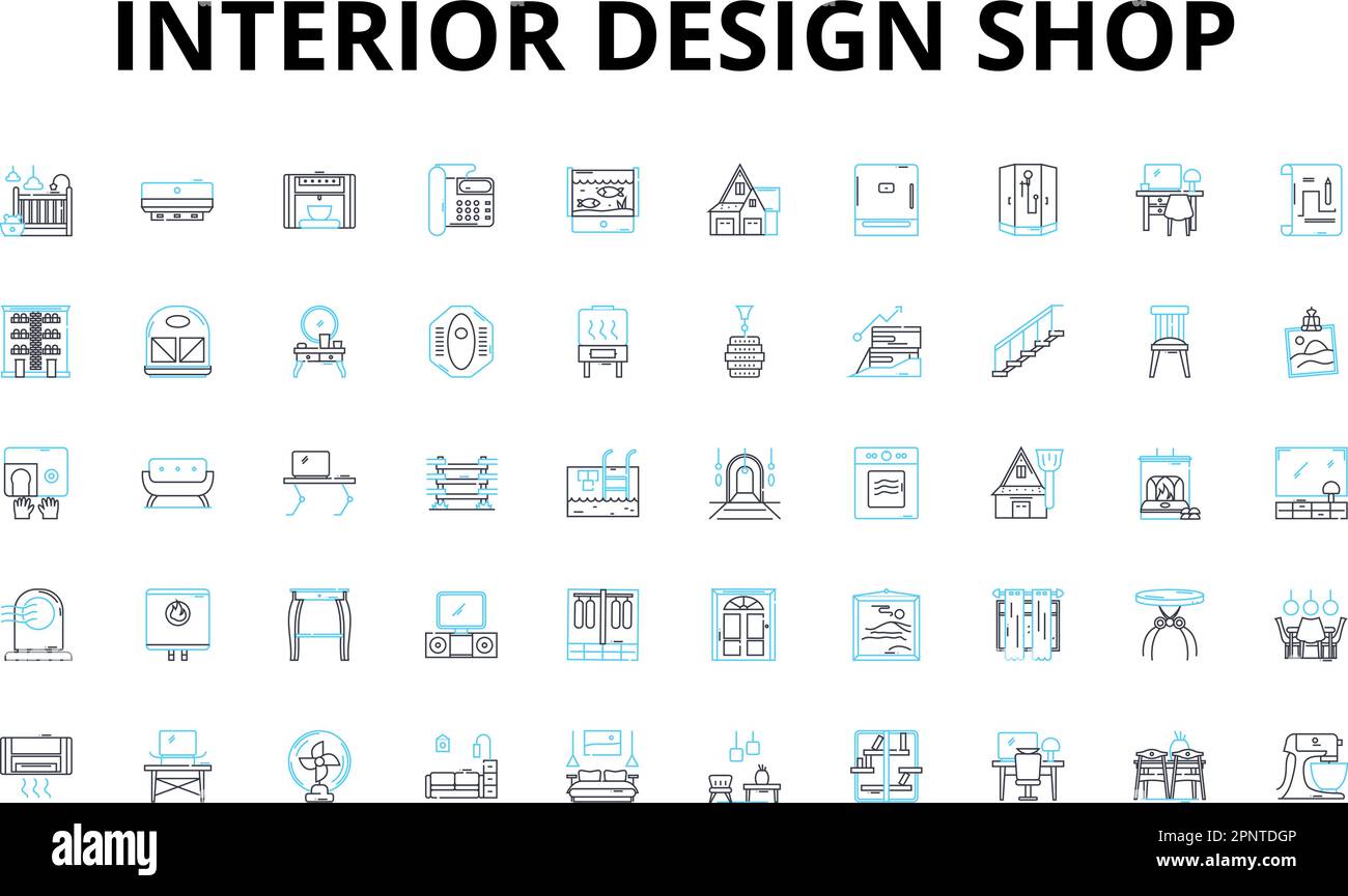 Interior design shop linear icons set. Aesthetics, Style, Decor ...