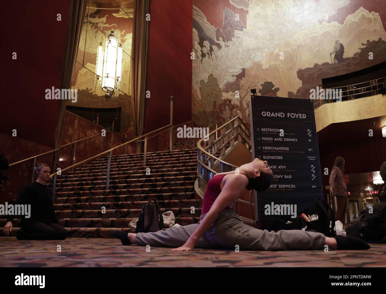 New York, United States. 20th Apr, 2023. Dancers warm up in the Grand ...