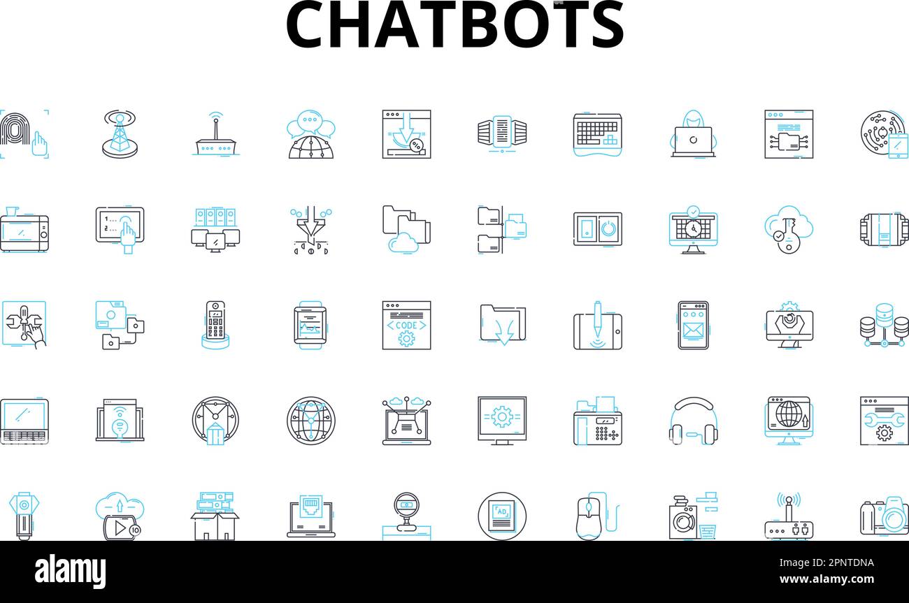 Chatbots Linear Icons Set Automation Conversation Interaction