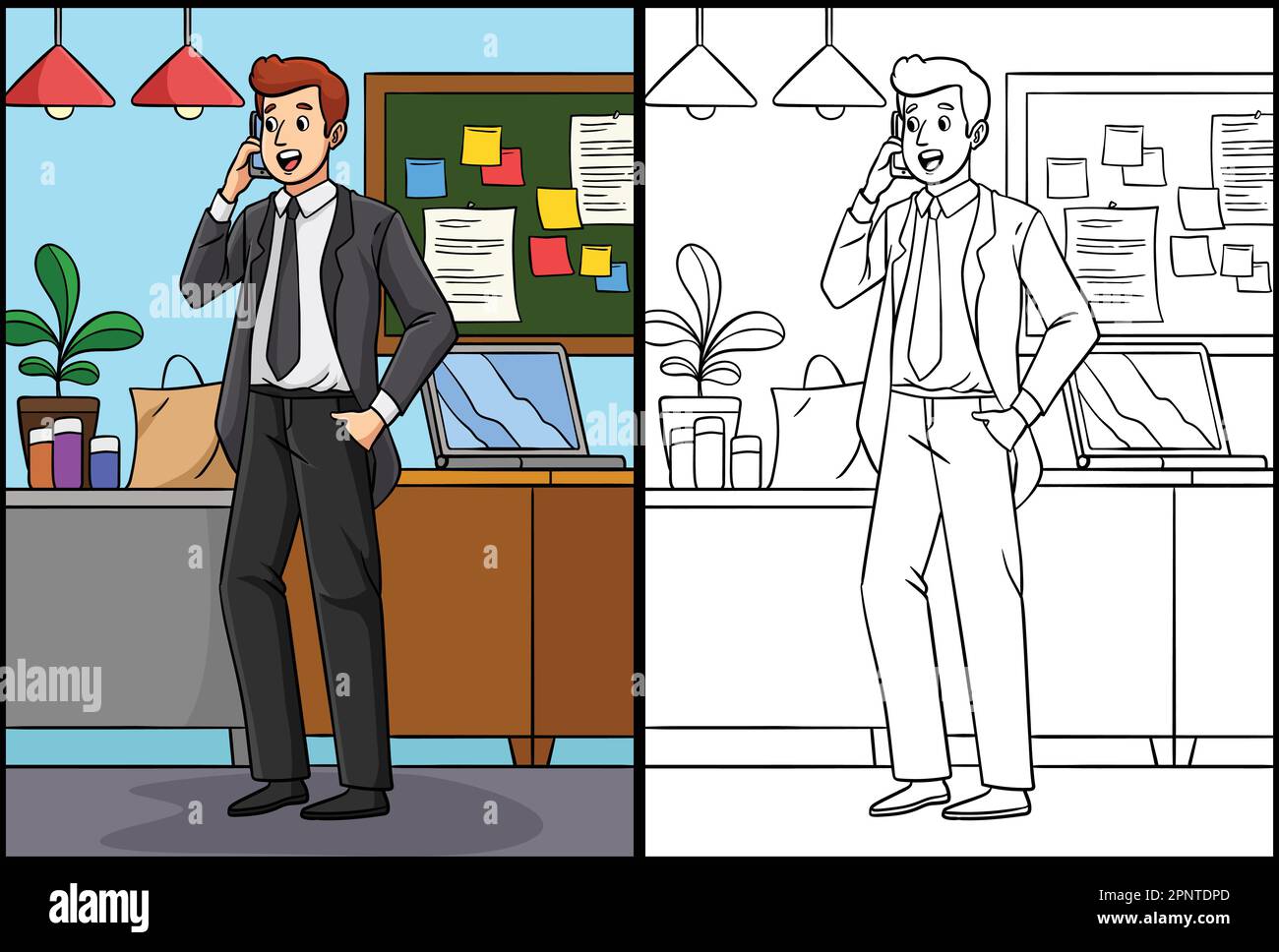 Entrepreneur Coloring Page Colored Illustration Stock Vector Image ...