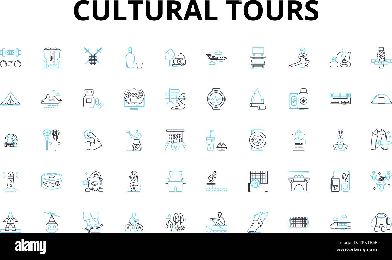 Cultural tours linear icons set. Heritage, Tradition, Folklore ...