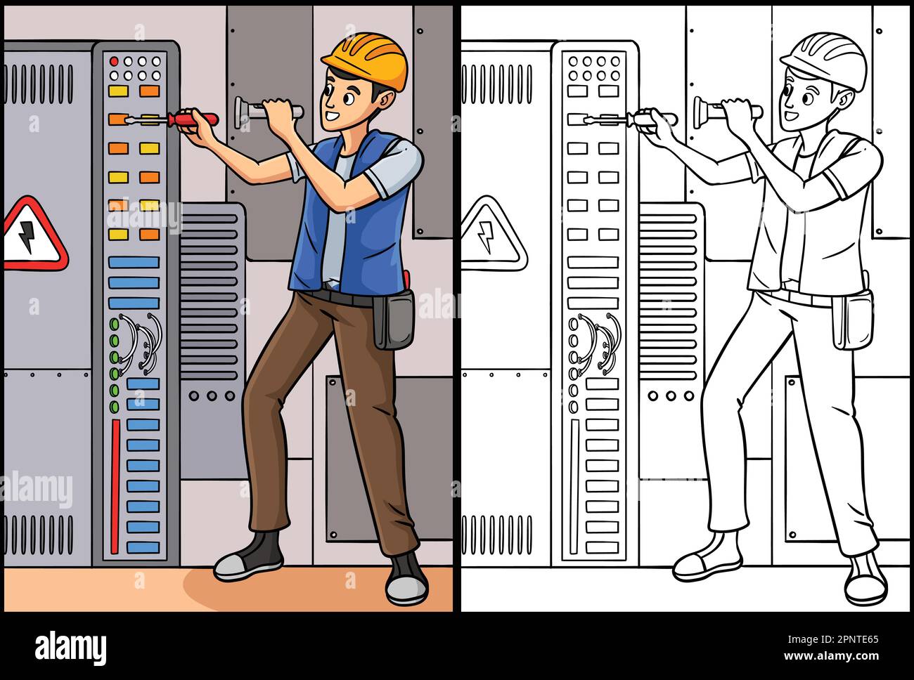 Electrician Coloring Page Colored Illustration Stock Vector Image & Art ...