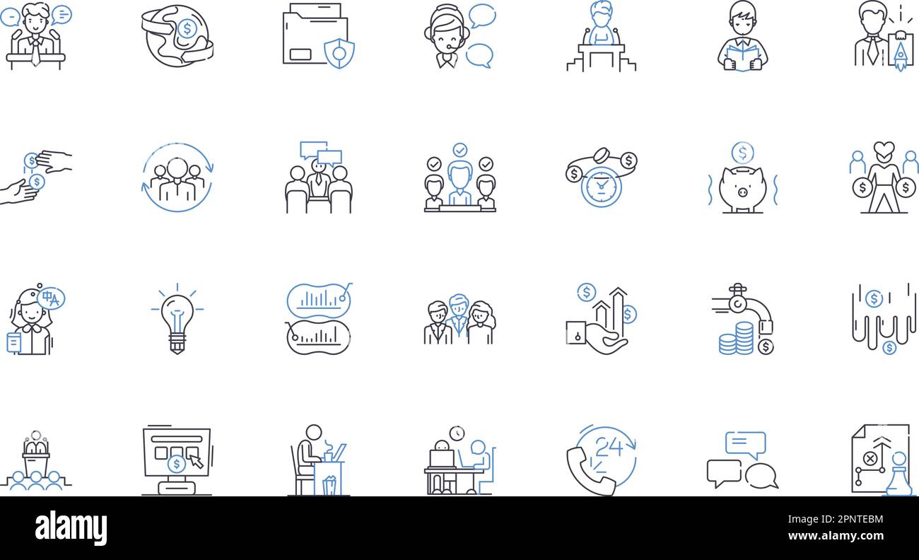 Employee training line icons collection. Development, Education, Coaching, Instruction, Learning ...