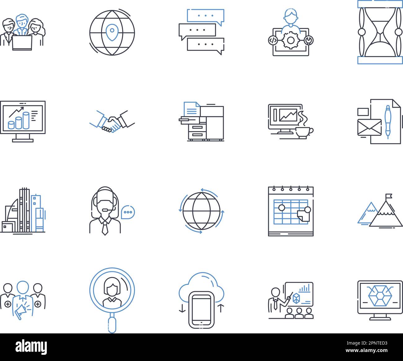 Enterprise Offices Line Icons Collection Collaboration Efficiency Productivity Flexibility