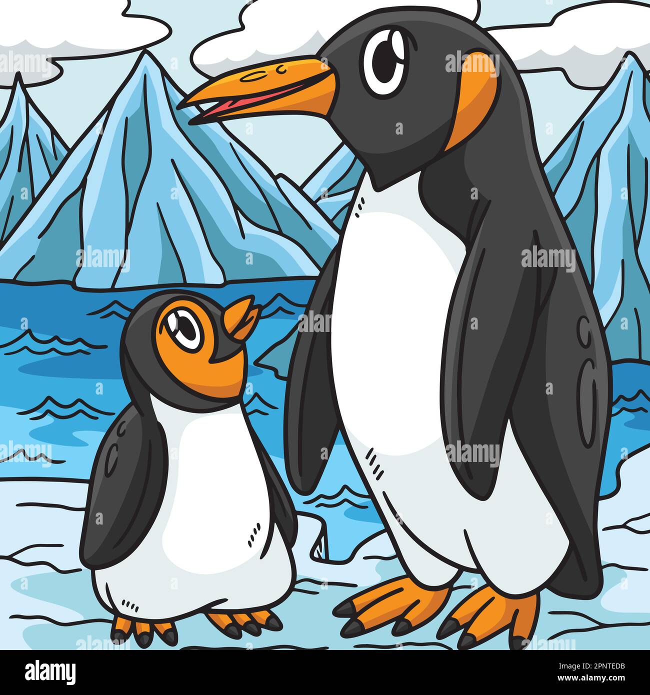 Penguin Animal Colored Cartoon Illustration Stock Vector Image & Art ...