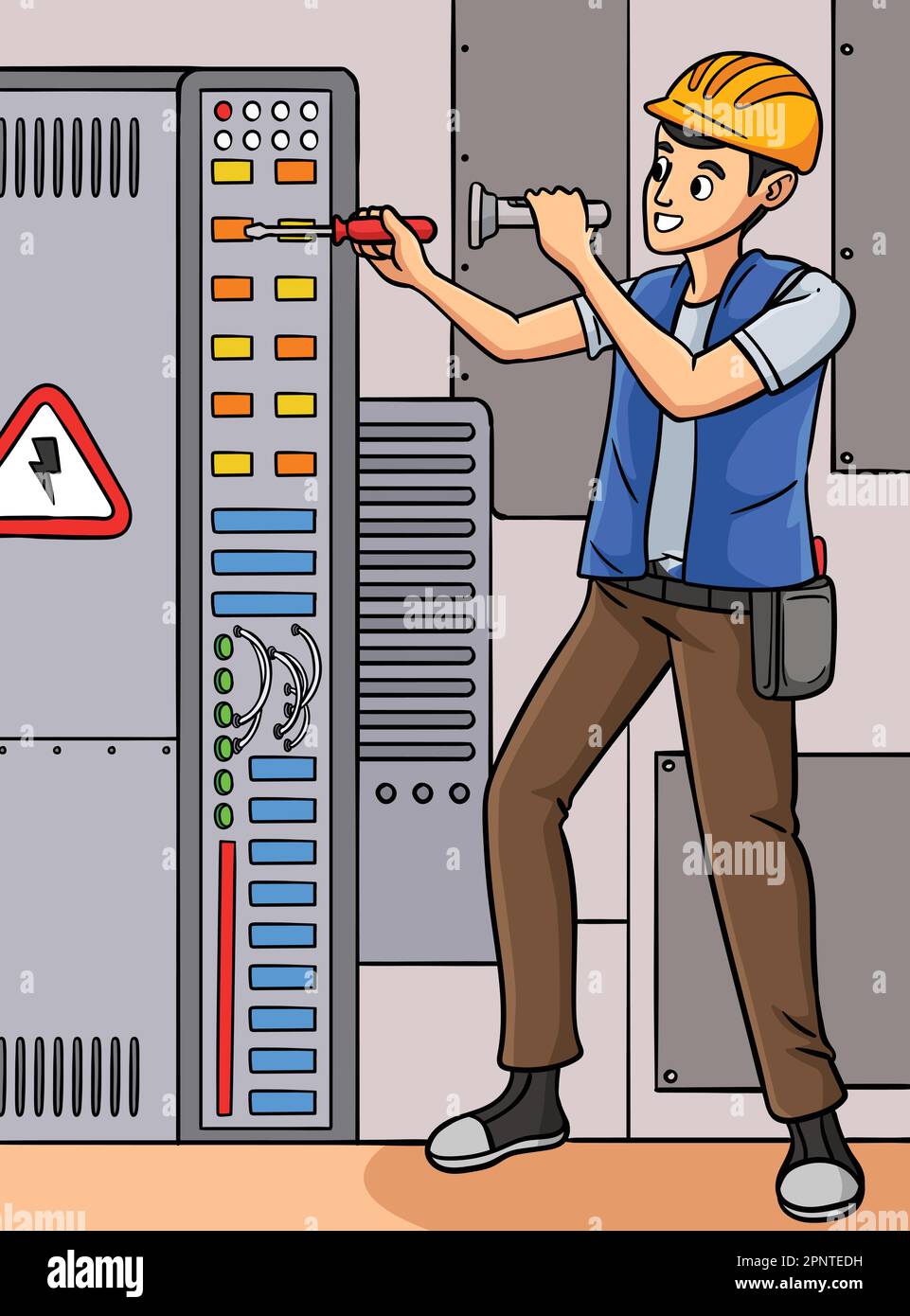Electrician Man Colored Cartoon Illustration Stock Vector Image & Art ...