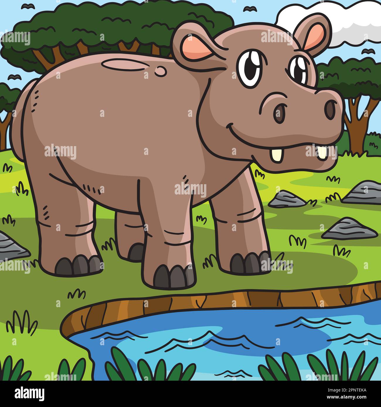 Hippopotamus Animal Colored Cartoon Illustration Stock Vector Image ...