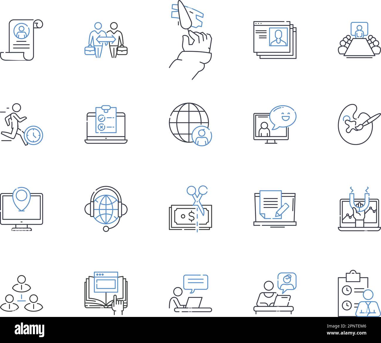 Problem-solving powwow line icons collection. Collaboration ... Problem-solving powwow line icons collection. Collaboration ...