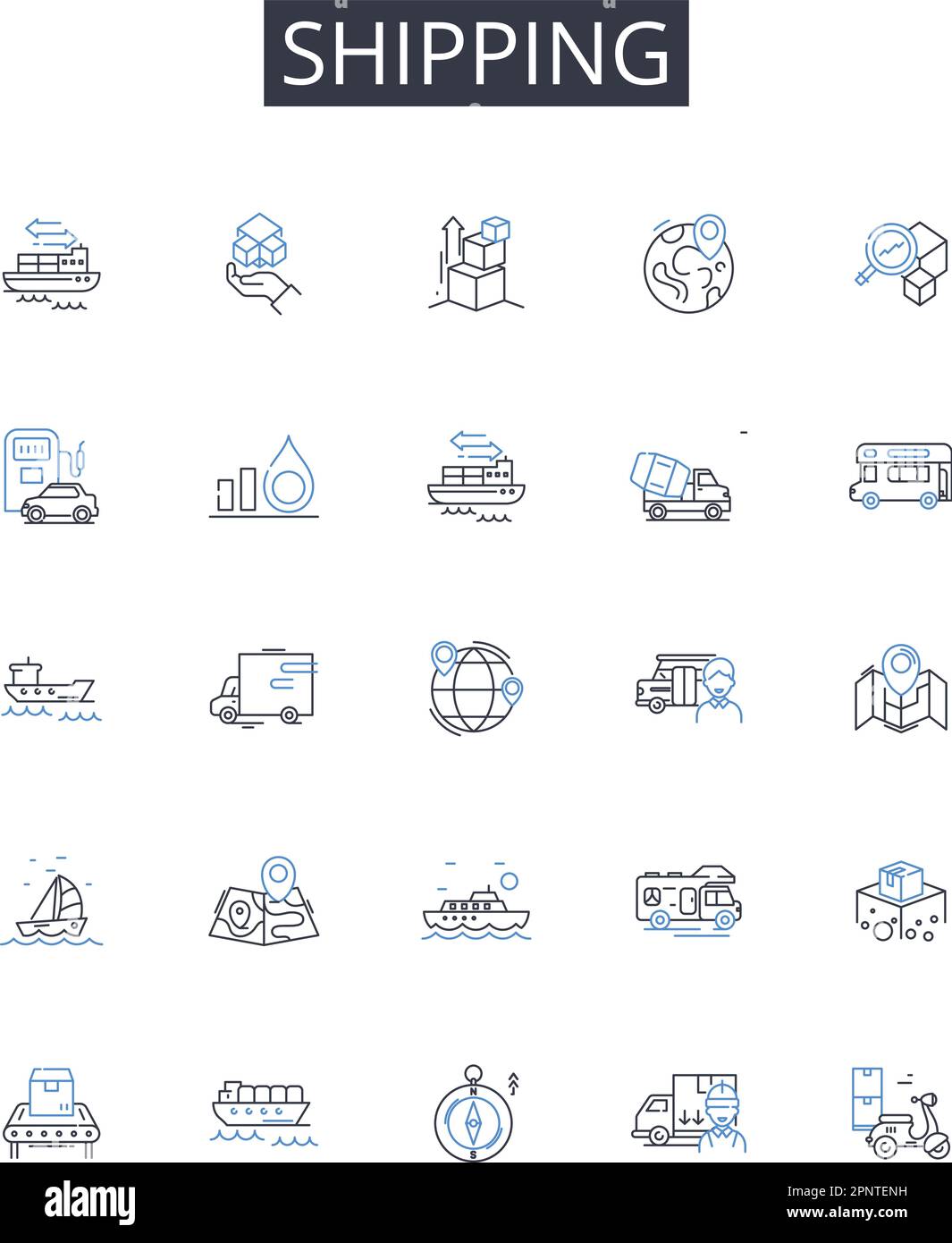 Shipping line icons collection. Automation, Digitization, Efficiency ...