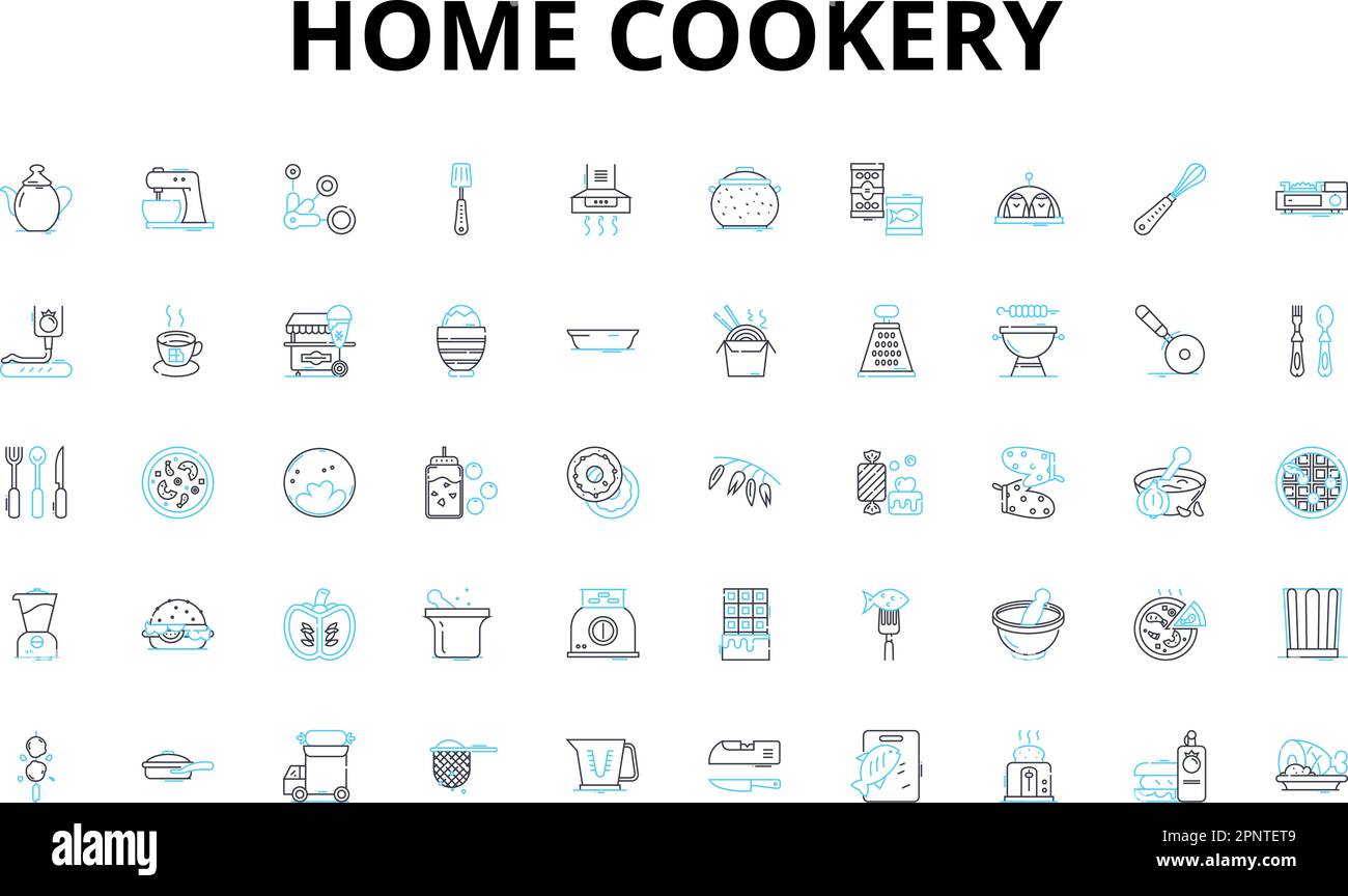 Home Cookery linear icons set. Recipe, Meal, Flavor, Ingredient, Cook ...
