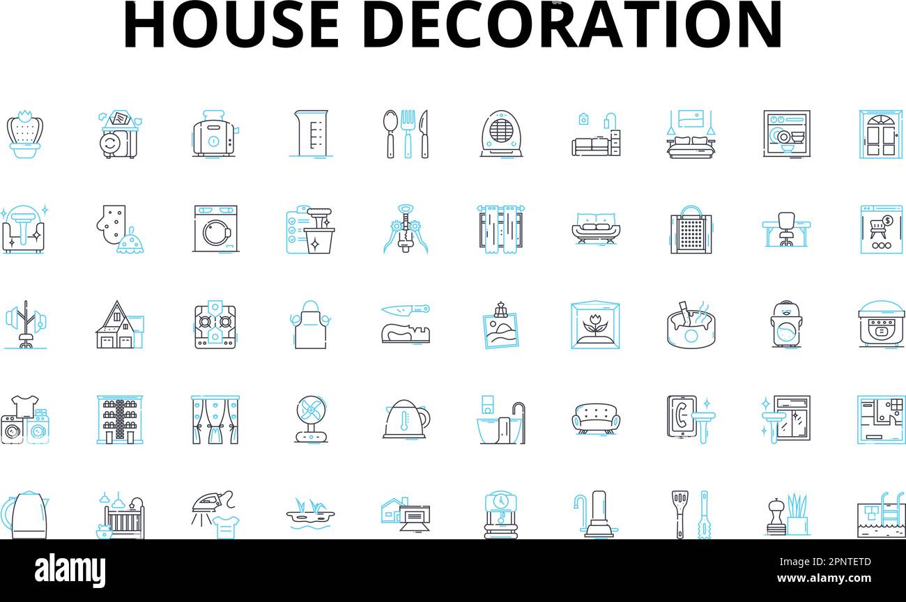 House decoration linear icons set. Aesthetics, Color, Texture, Style ...