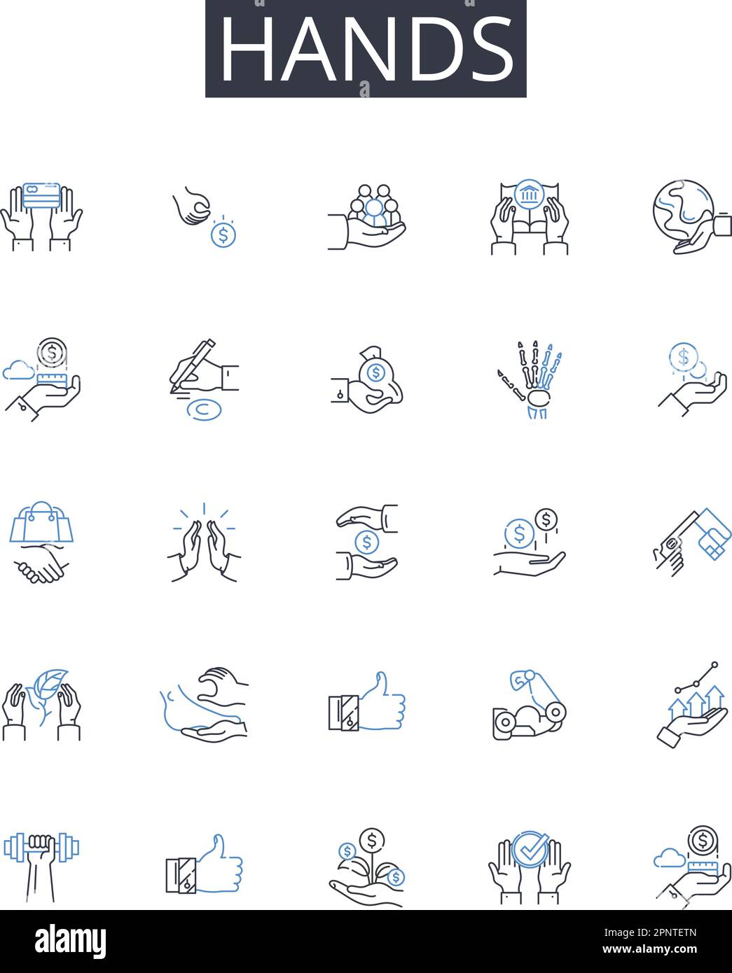 Hands line icons collection. Innovative, Reliable, Progressive, Cutting ...