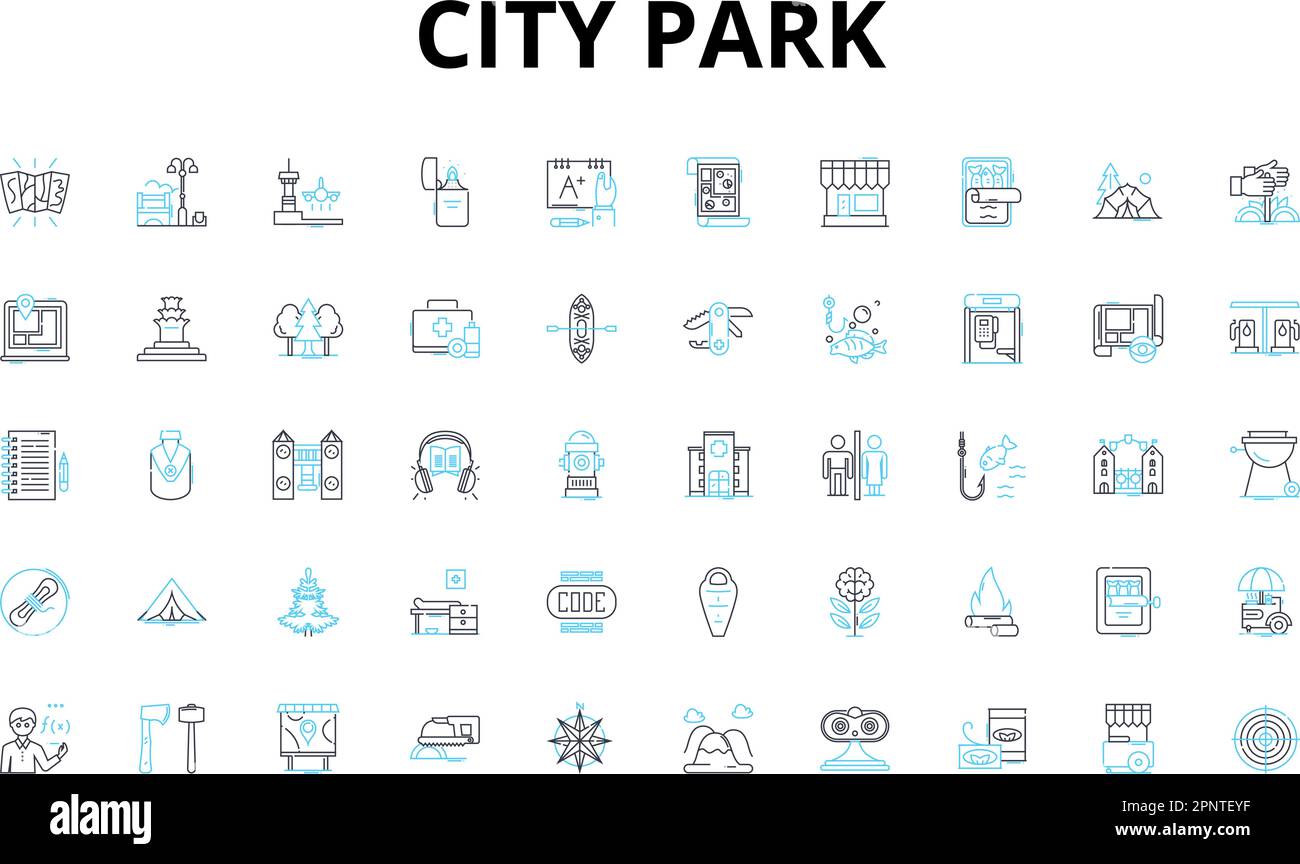 City park linear icons set. Greenery, Playground, Wildlife, Picnic ...
