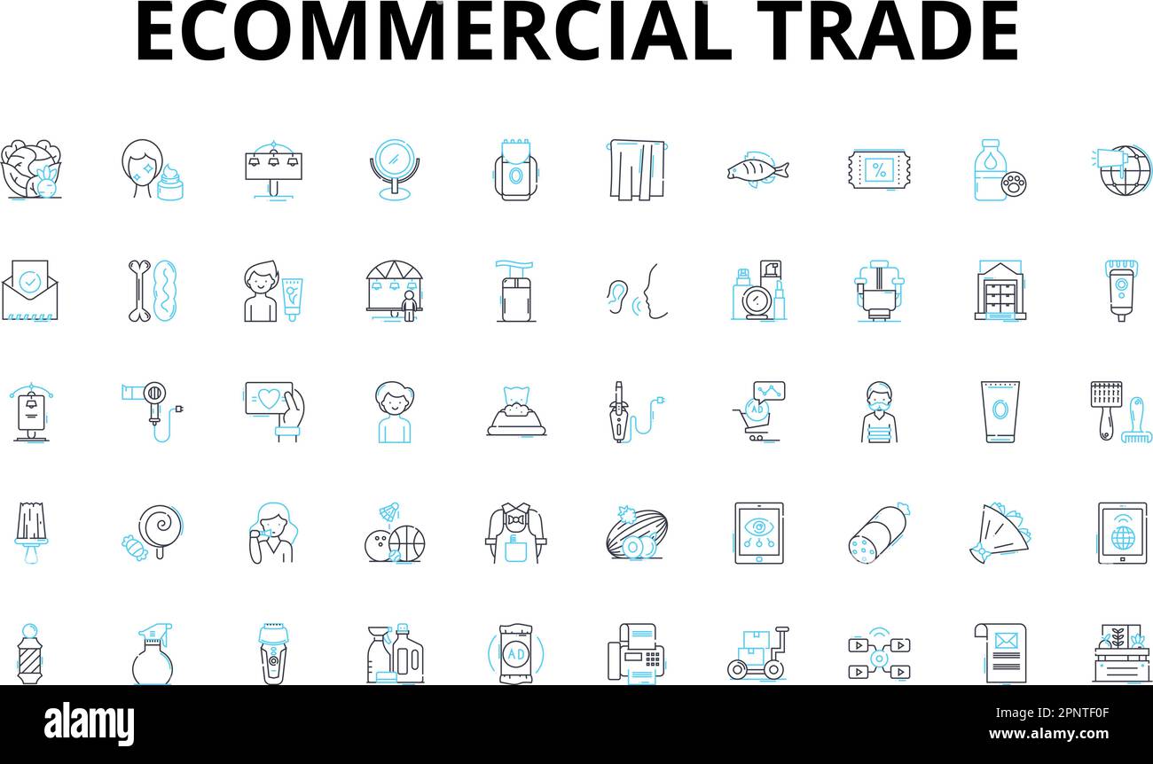 Ecommercial trade linear icons set. Ecommerce, Online, Marketing, Sales, Business, Internet ...