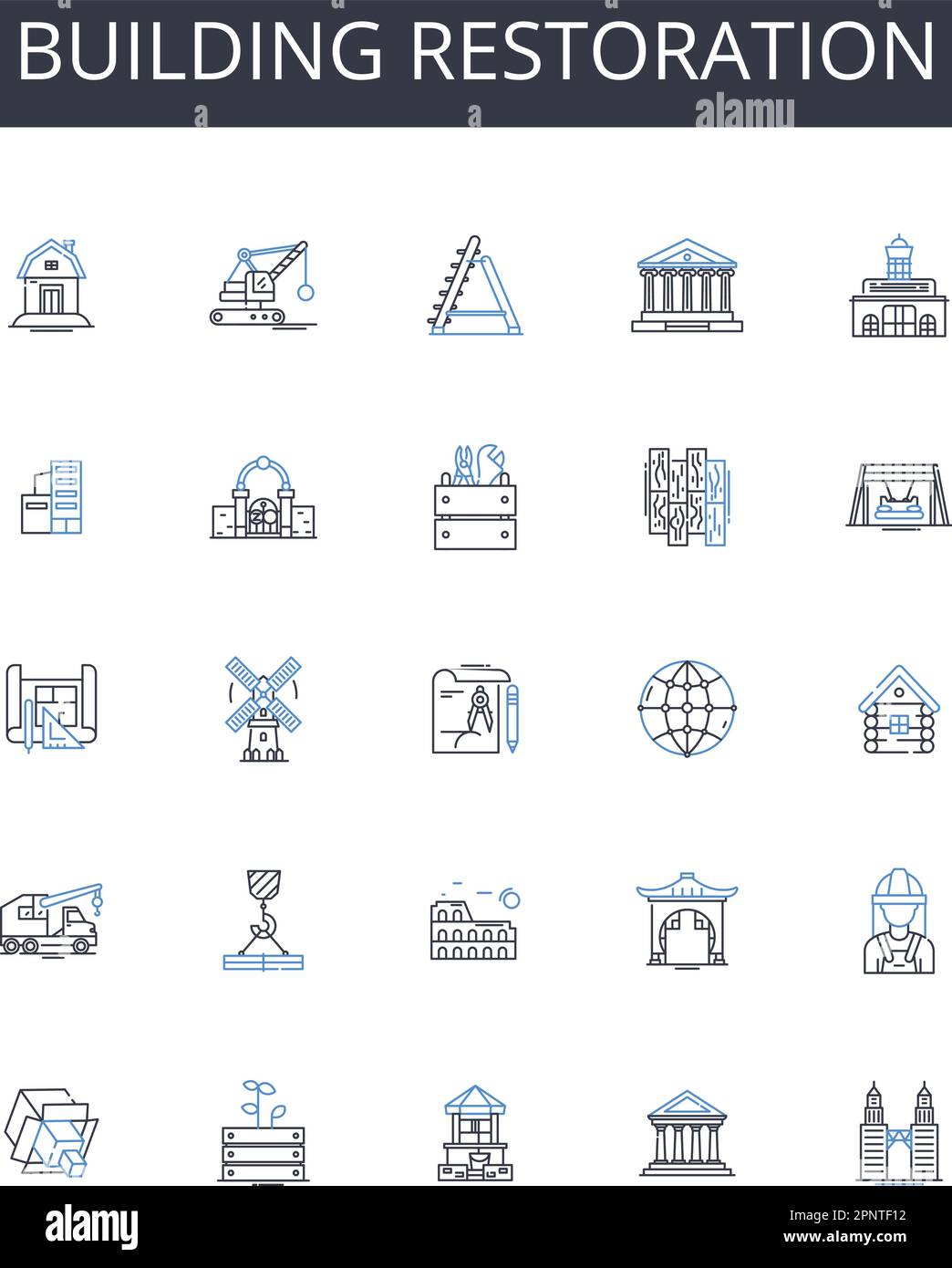Building restoration line icons collection. Cozy, Snug, Homey, Warm ...