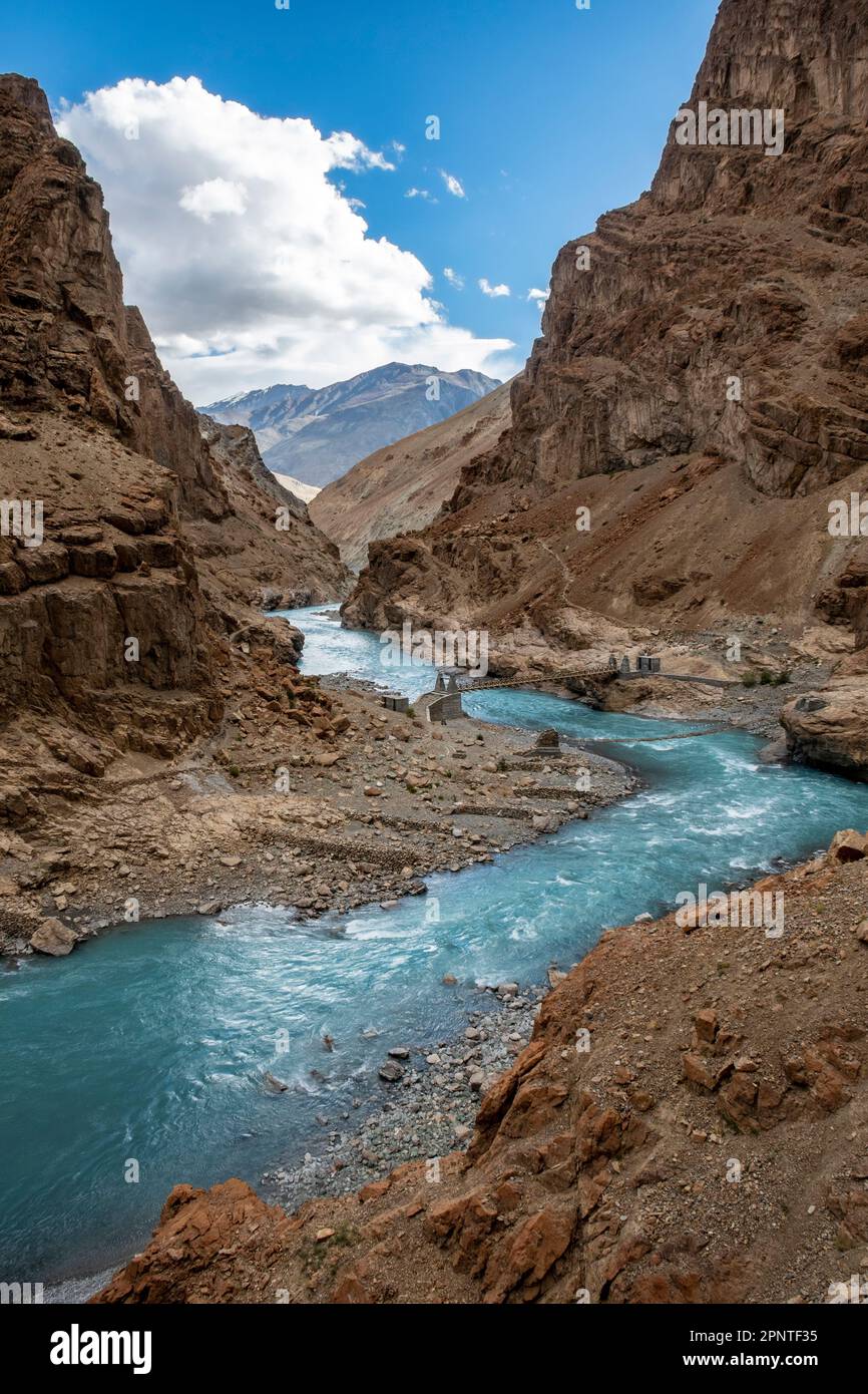 A view on the path to Phuktal Monastery, Zanskar, Ladakh, India Stock ...
