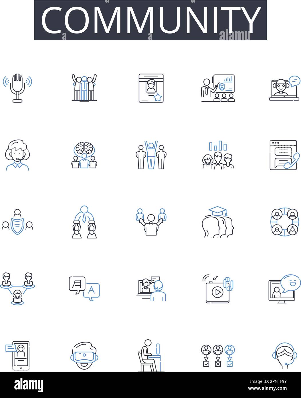 Community line icons collection. Society, Population, Neighborhood ...