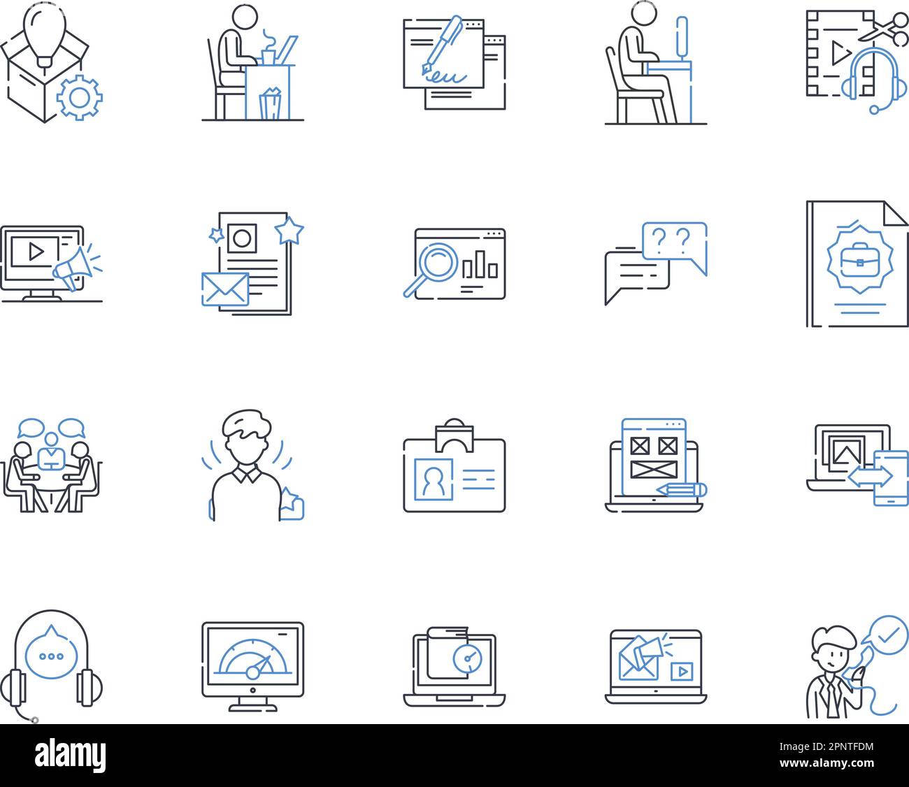 Separated colleagues line icons collection. Isolation, Disconnect ...