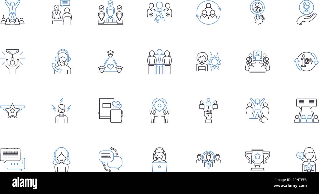 Mentorship and employment line icons collection. Guidance ...