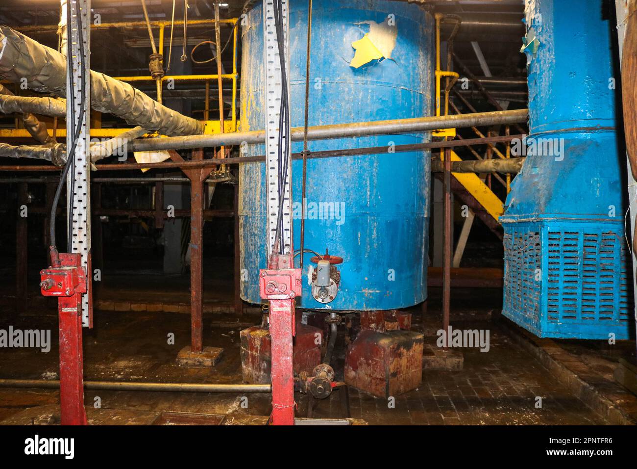 Old rusty metal iron abandoned bad in corrosion equipment heat ...