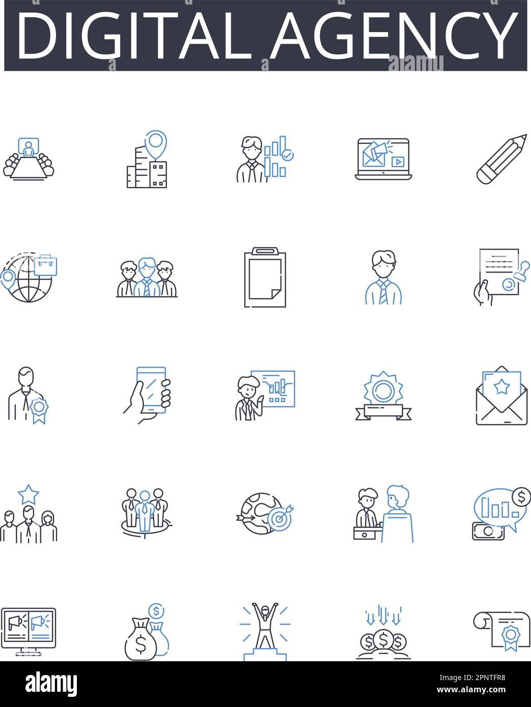 Digital Agency line icons collection. determination, aspirations, goals ...