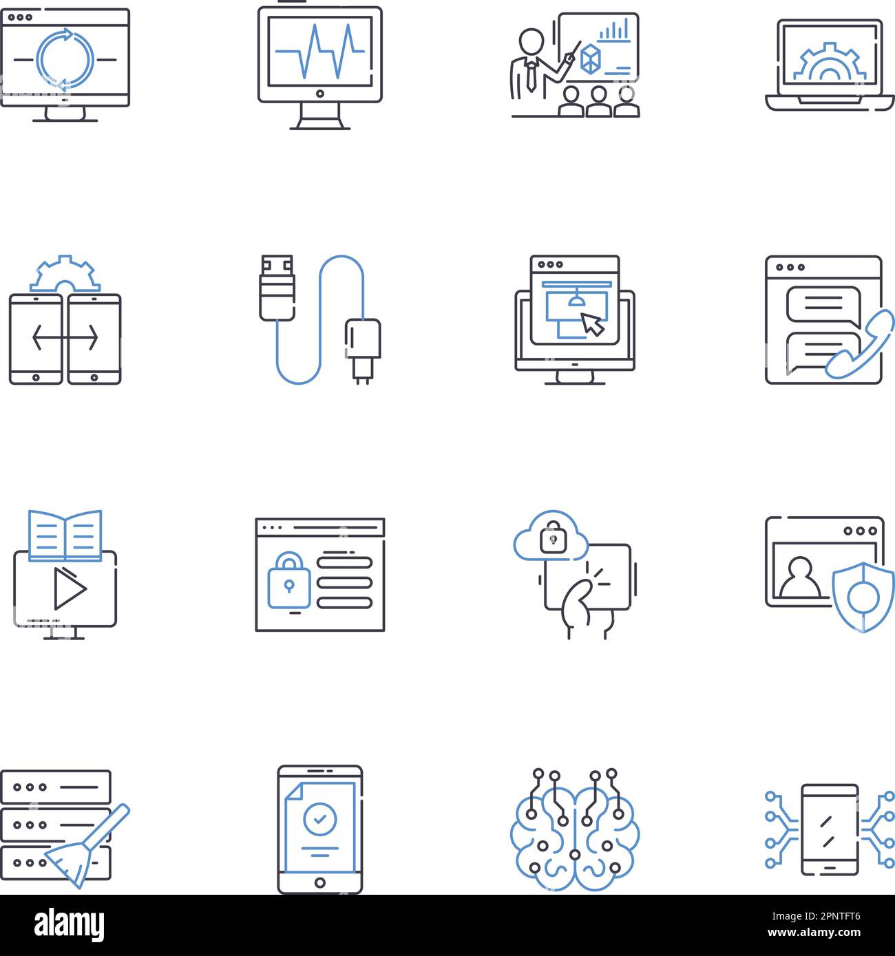 Programmed Line Icons Collection Automated Digital Coded Scripted