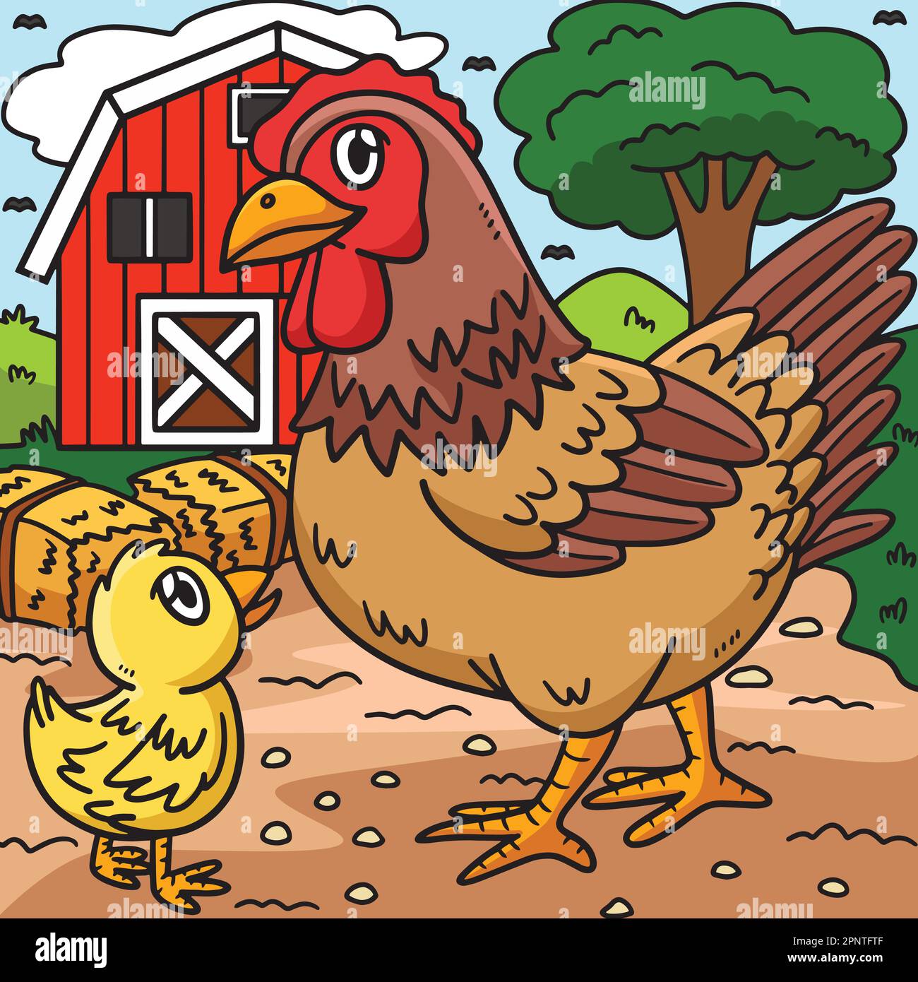 Chicken Animal Colored Cartoon Illustration Stock Vector Image & Art ...