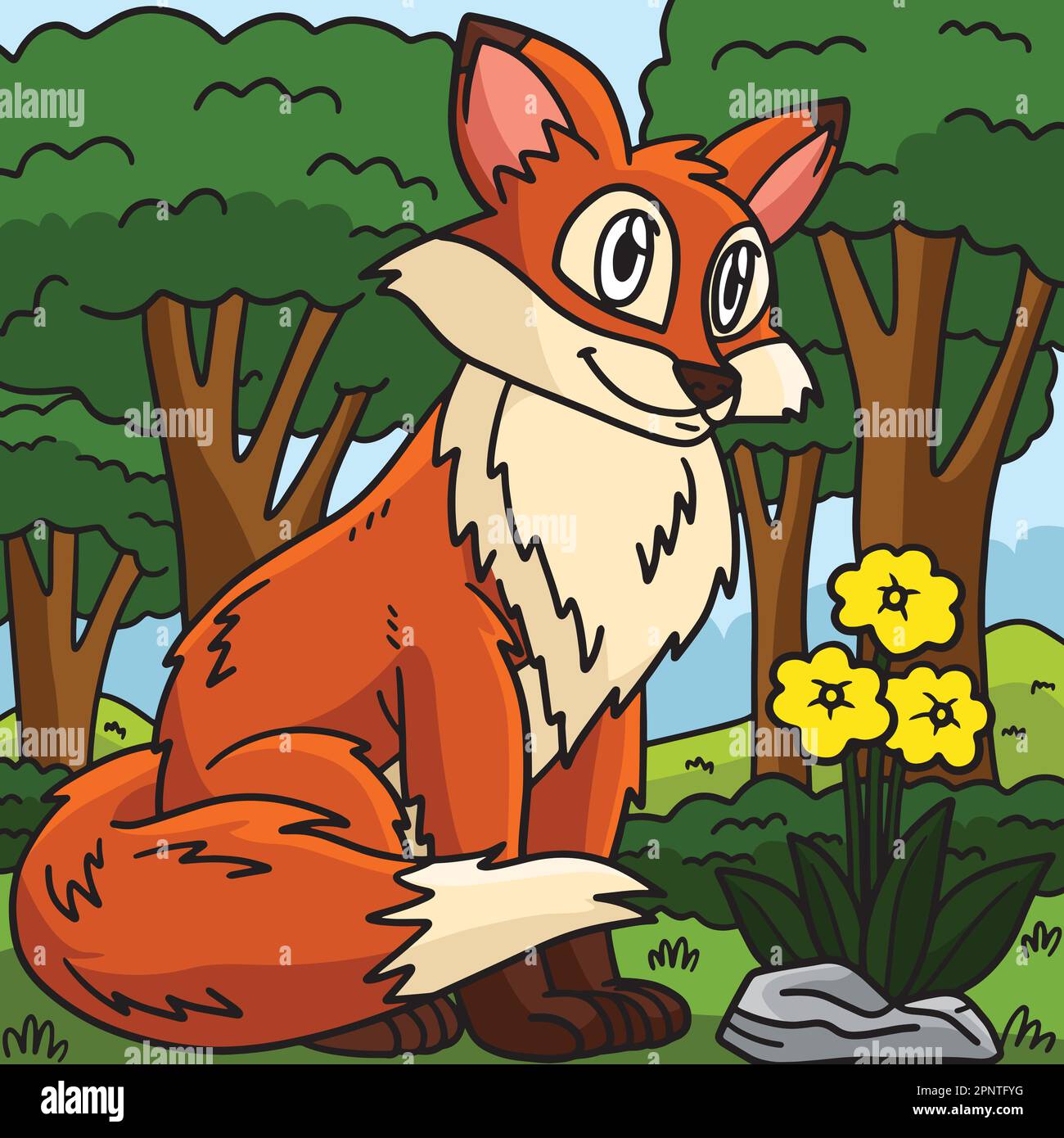 Fox Animal Colored Cartoon Illustration Stock Vector Image & Art - Alamy