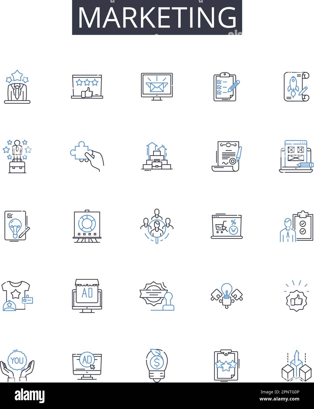 Marketing line icons collection. Synergy, Collaboration, Unity, Joint ...