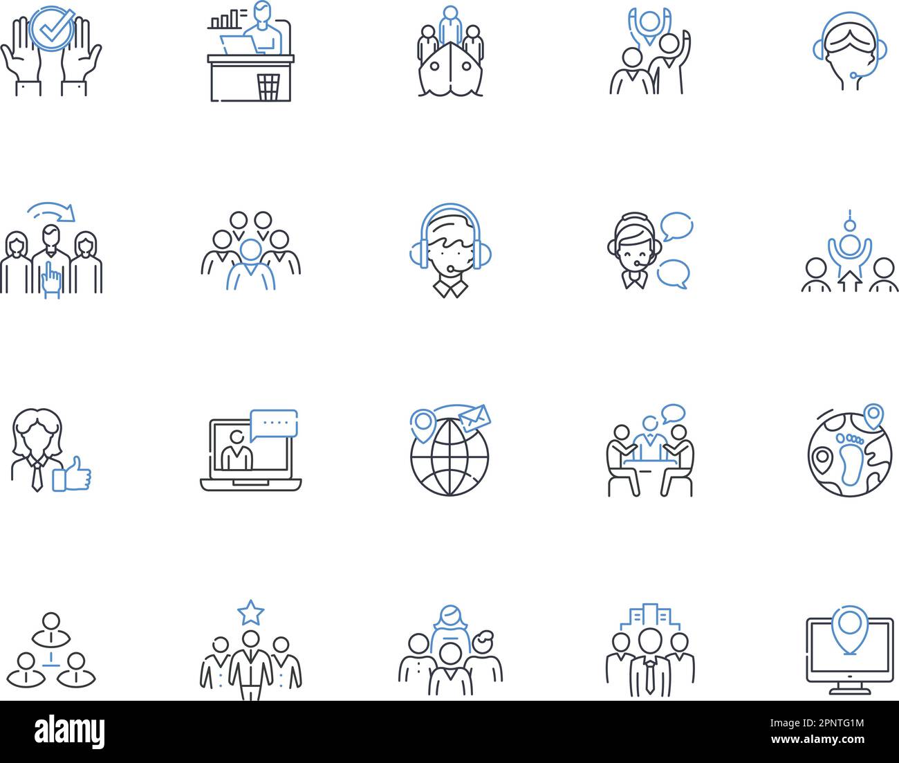 Press strategists line icons collection. Publicity, Messaging, Media ...