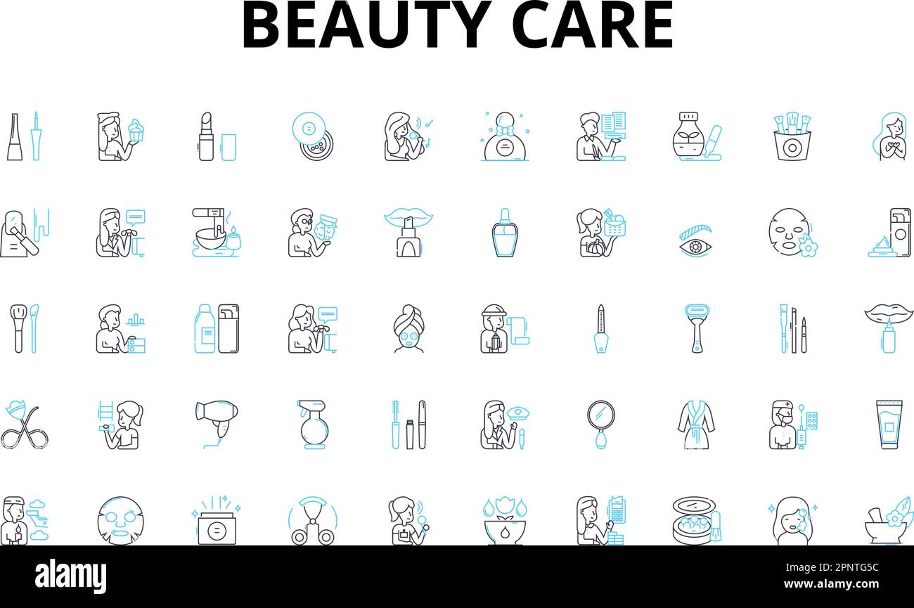Beauty care linear icons set. Skincare, Cosmetics, Makeup, Haircare ...
