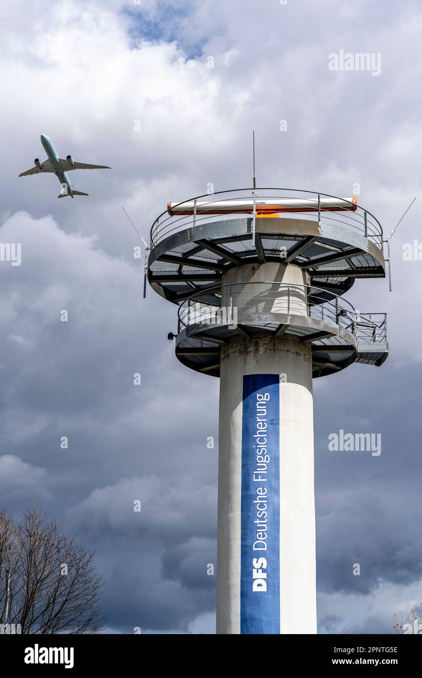 Radar tower of the German Air Traffic Control, DFS, at Frankfurt Main ...