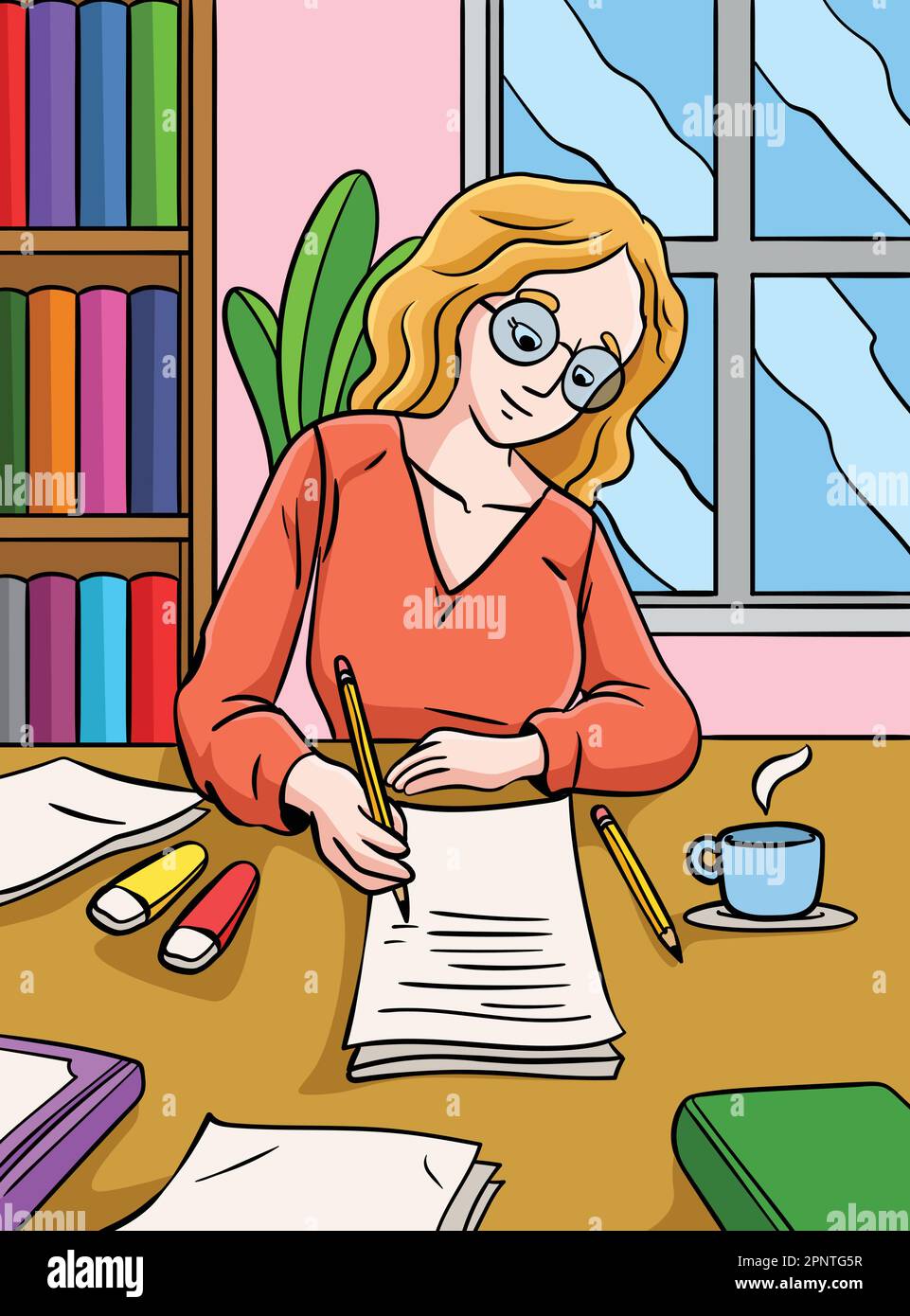 Lead Author Colored Cartoon Illustration Stock Vector Image & Art - Alamy