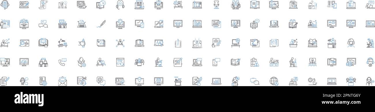 Business Process Line Icons Collection Efficiency Streamlining Automation Optimization