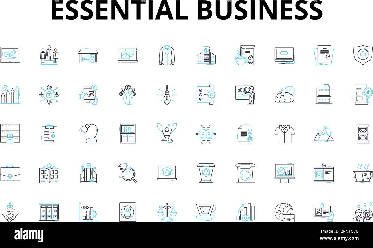 Essential business linear icons set. Essentiality, Vitality ...