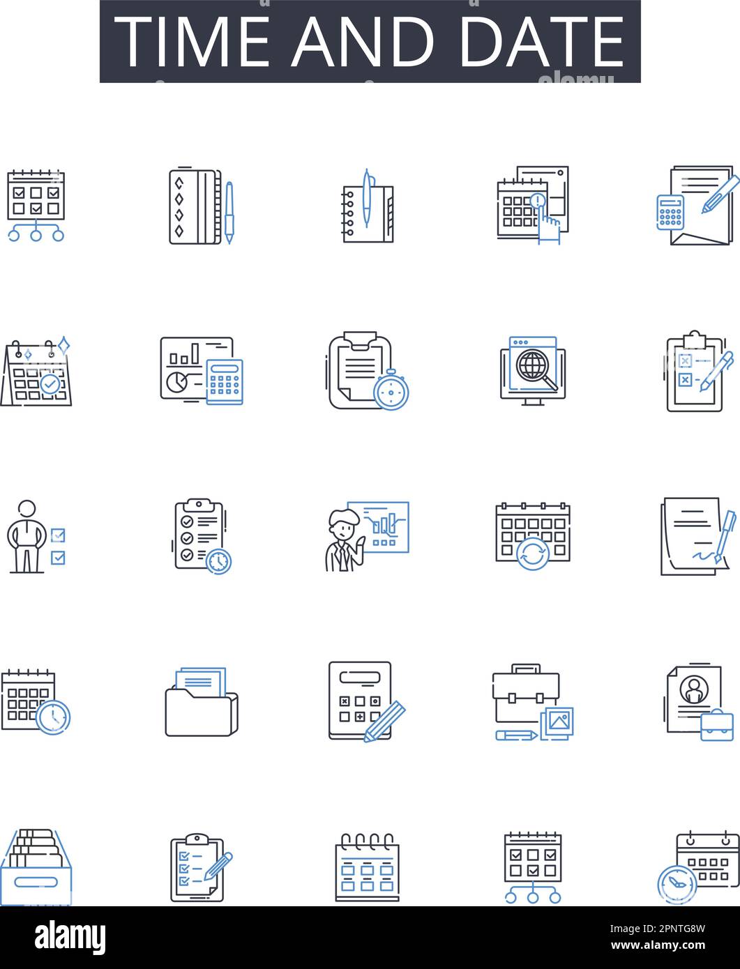 Time and date line icons collection. Ambiance, Display, Lighting ... Time and date line icons collection. Ambiance, Display, Lighting ...