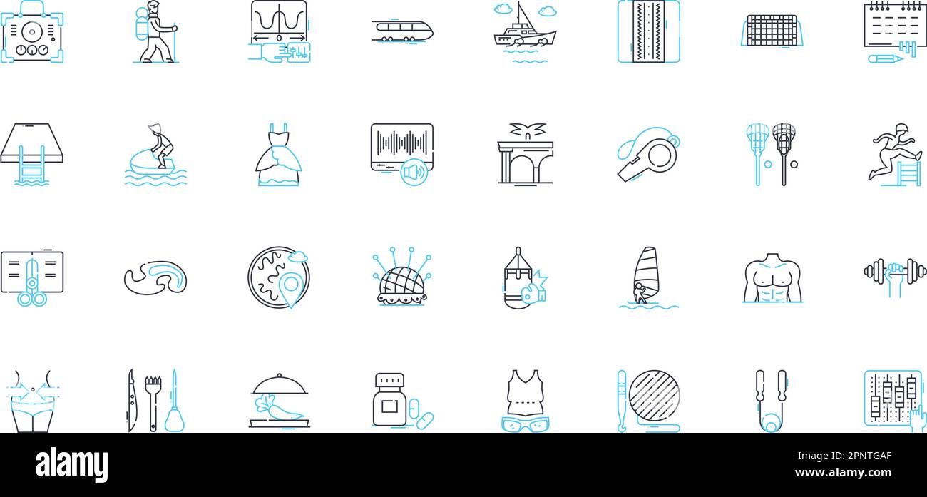 Training junkies linear icons set. Endurance, Stamina, Sweat ...