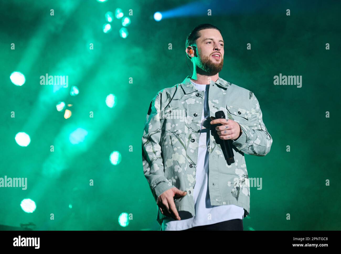 Berlin, Germany. 20th Apr, 2023. Singer Bausa is on stage during the ...