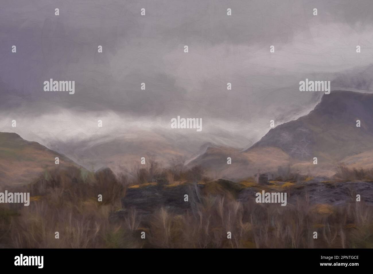 Digital painting of an abandoned Cornish Beam Engine at Dorothea Slate ...