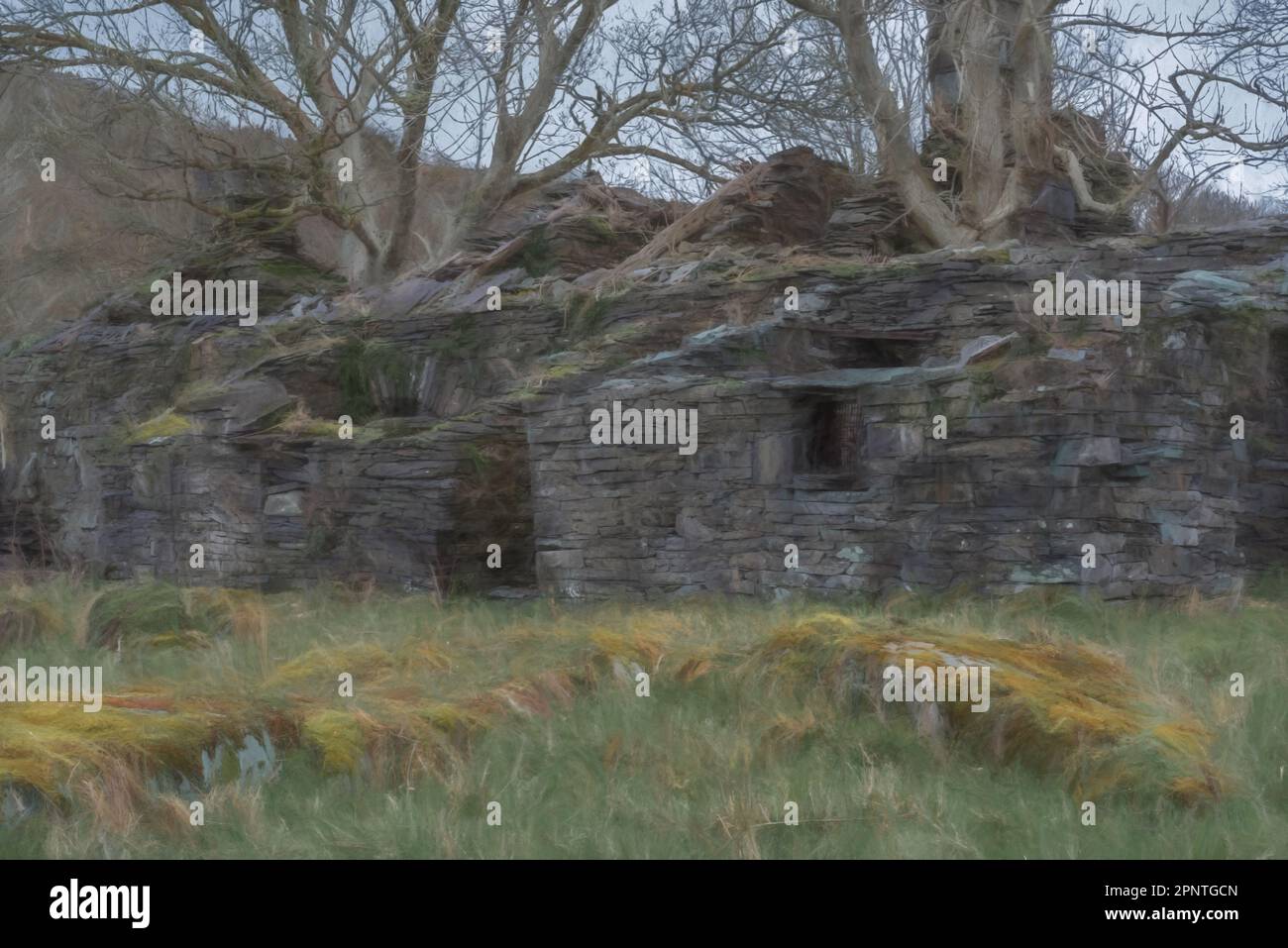 Digital painting of Dorothea Slate Quarry, Nantlle Valley, Wales ...