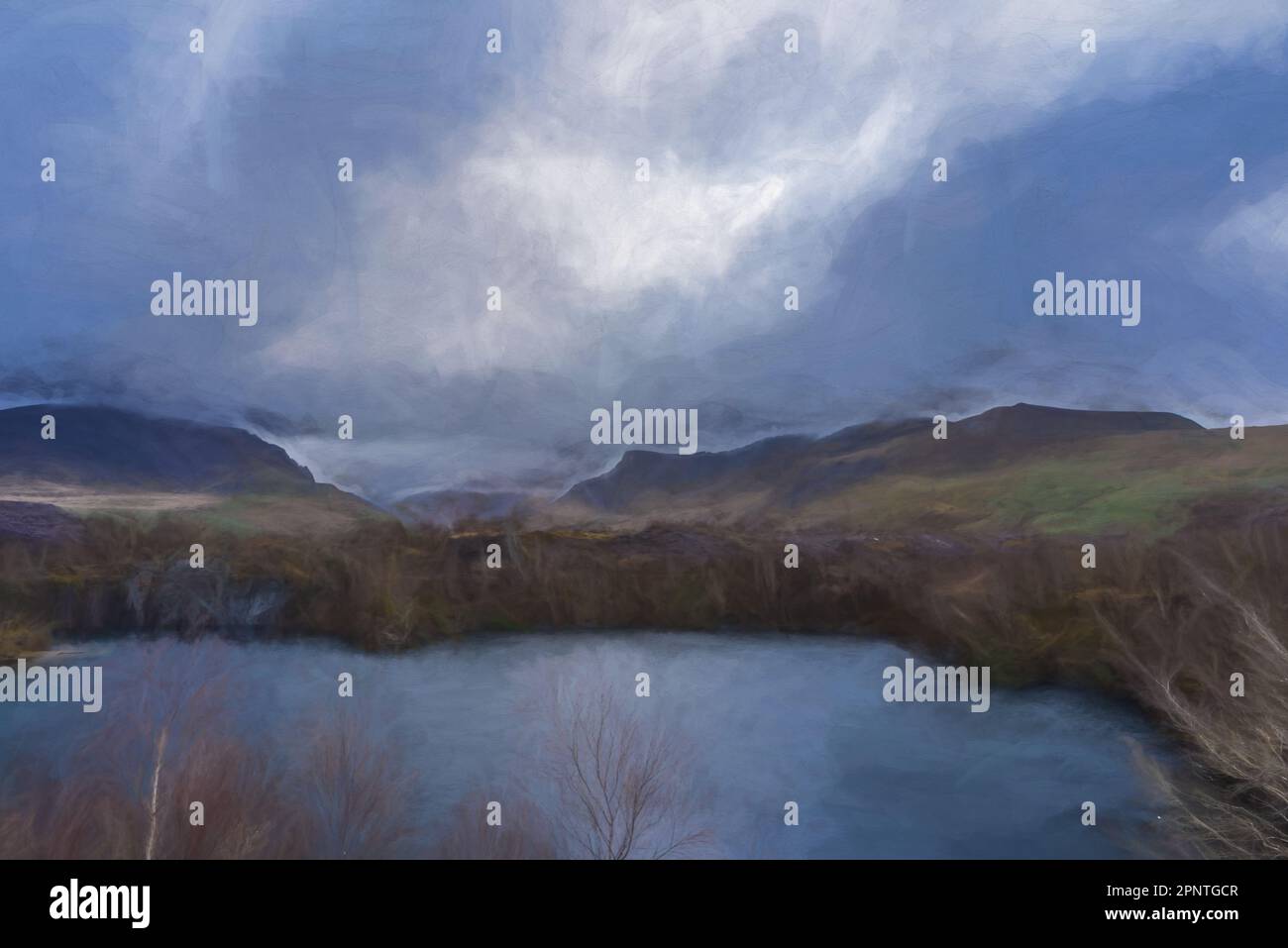 Digital painting of Dorothea Slate Quarry, Nantlle Valley, Wales ...
