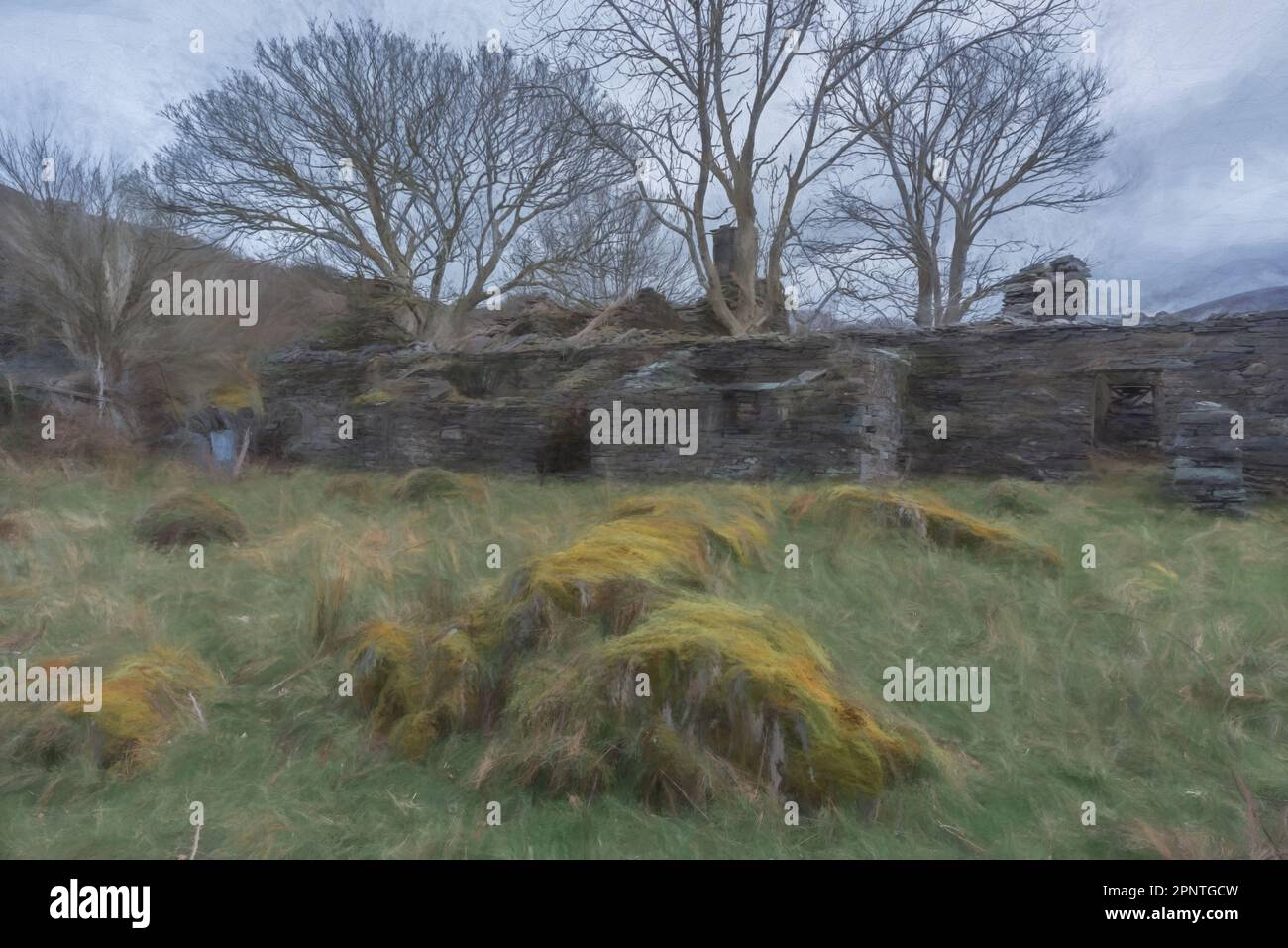 Digital painting of Dorothea Slate Quarry, Nantlle Valley, Wales ...