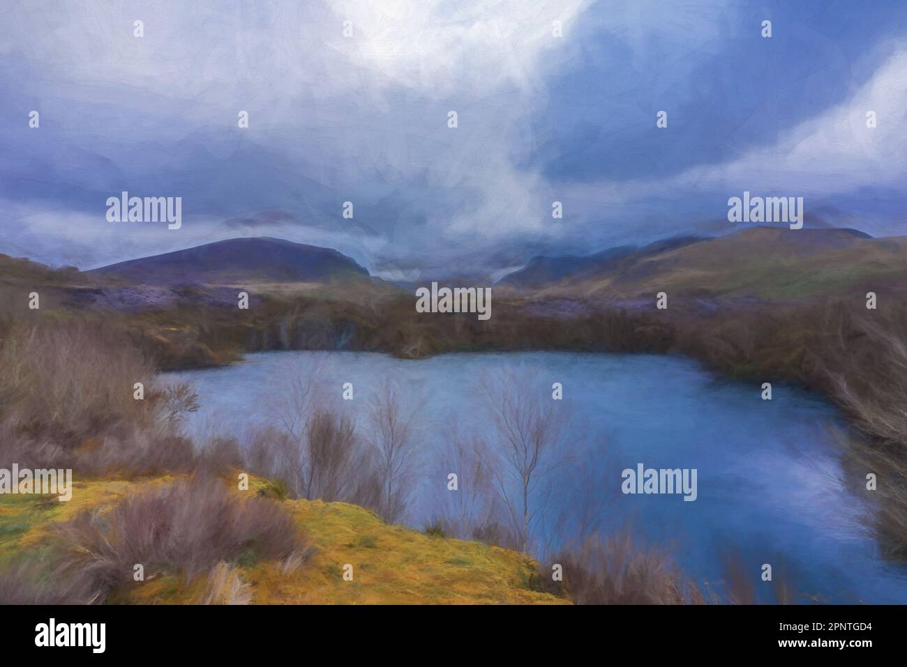 Digital painting of Dorothea Slate Quarry, Nantlle Valley, Wales ...