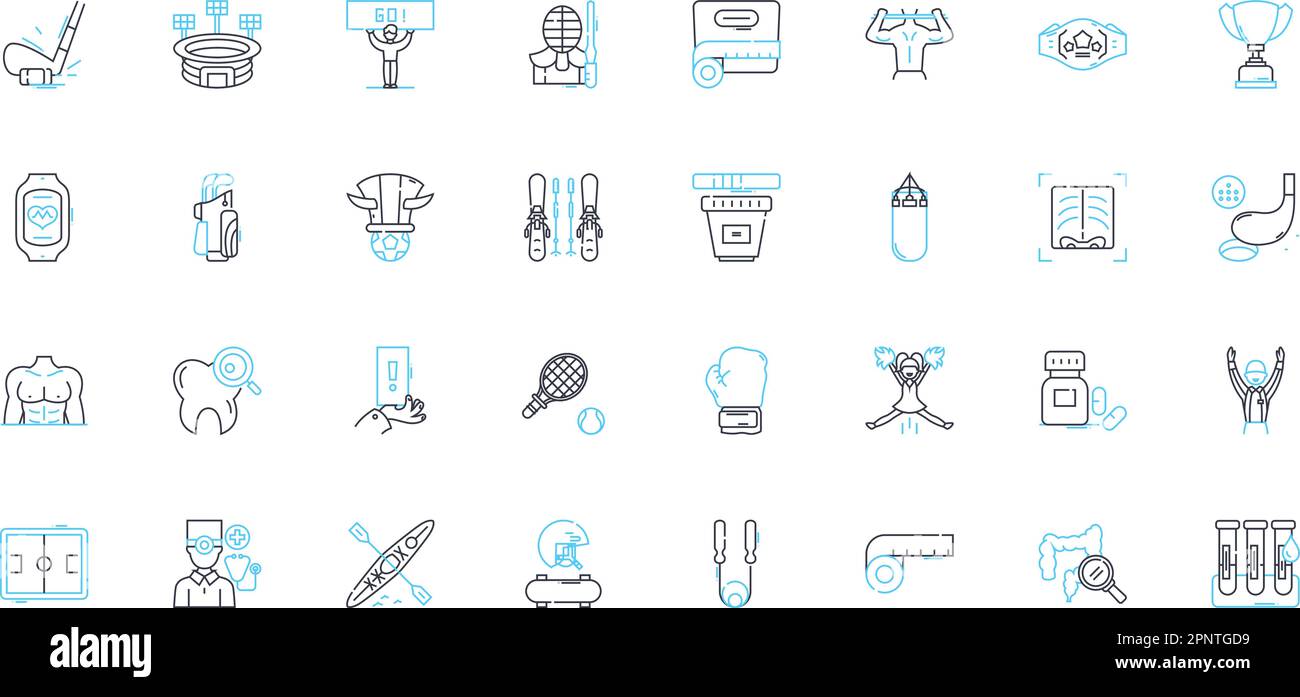 Physical wellness linear icons set. Fitness, Strength, Endurance ...